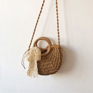 Bags | Drawstring Straw Braided Crossbody Bag | Poshmark